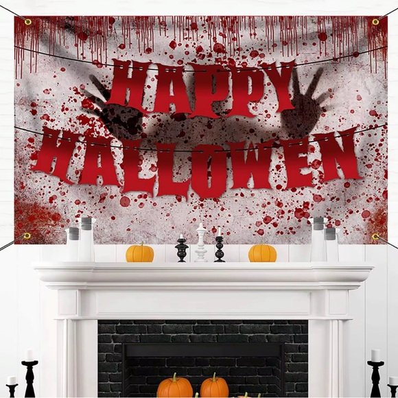 Holiday | Bloody Halloween Banner Haunted House Wall Decoration Zombie ...